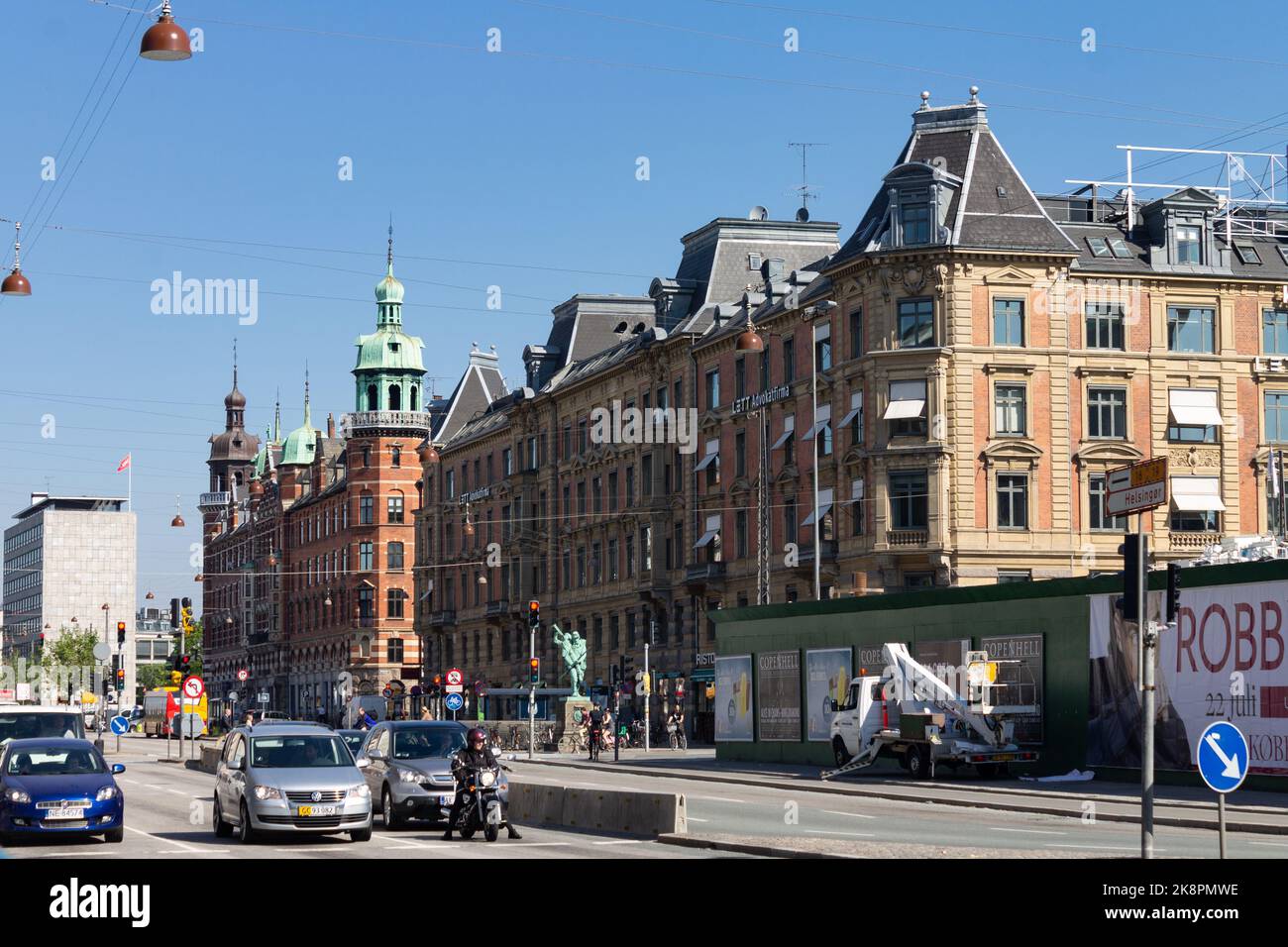 The cityscape of Copenhagen with historical buildings facades in ...