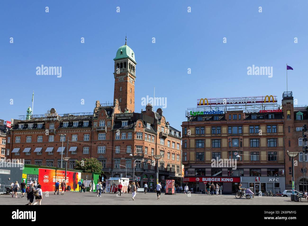 A landscape shot of the City Hall Square with beautiful old buildings ...