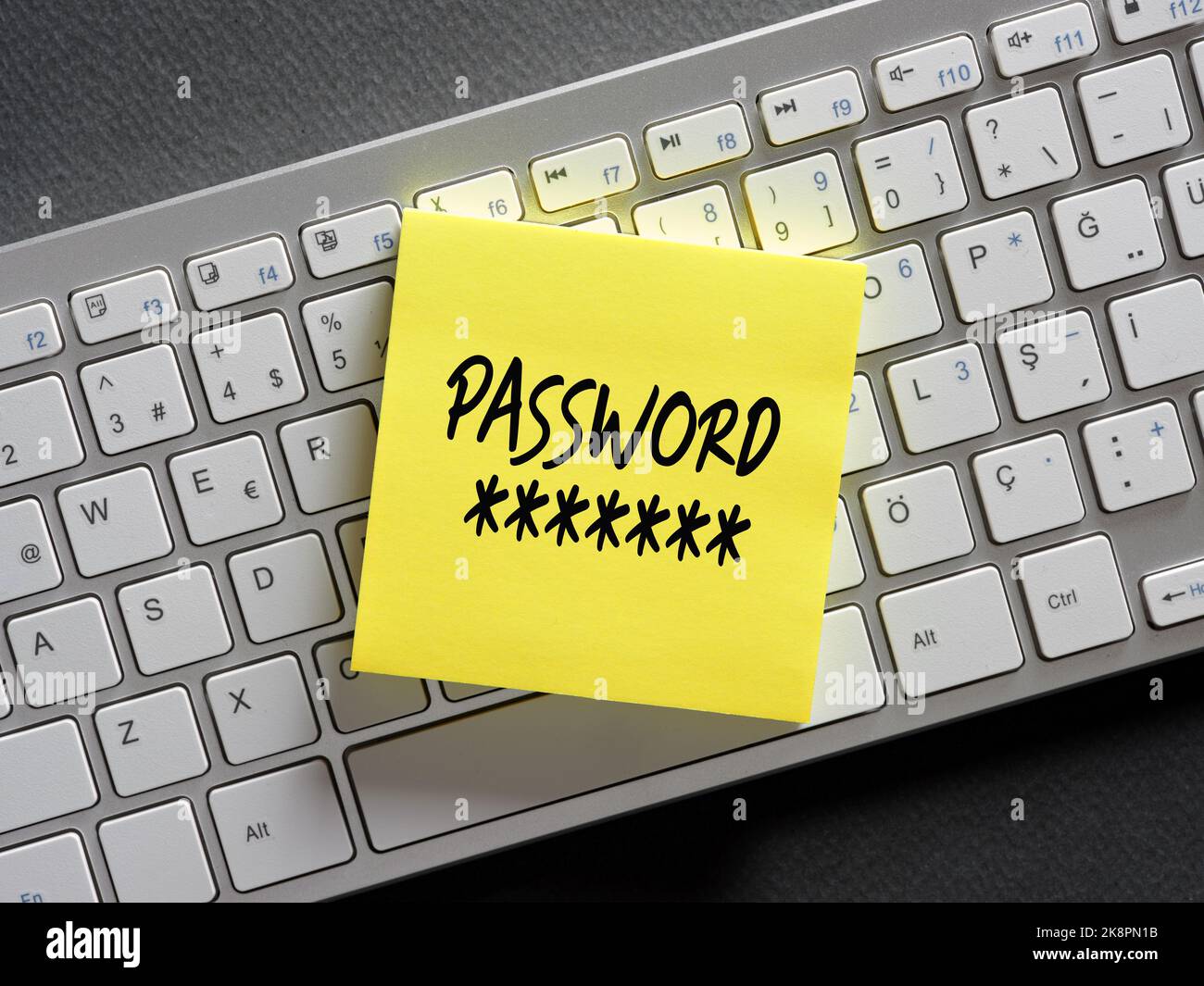 The Word Password Written On A Sticky Note Paper On Computer Keyboard
