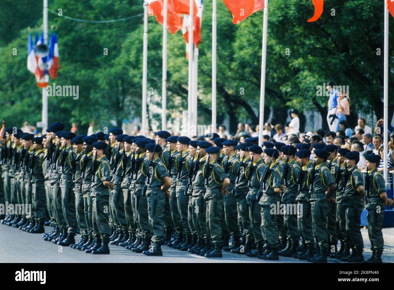 Military defile for French National Day, Lyon, France, 90ies Stock ...