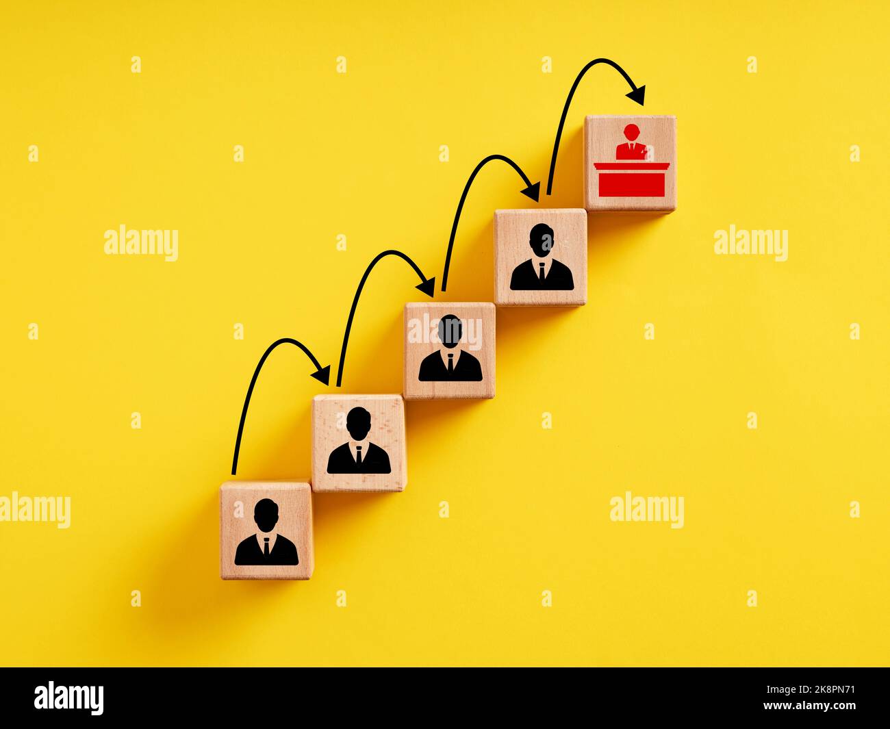 Business career path for growth and success concept. Wooden block ...