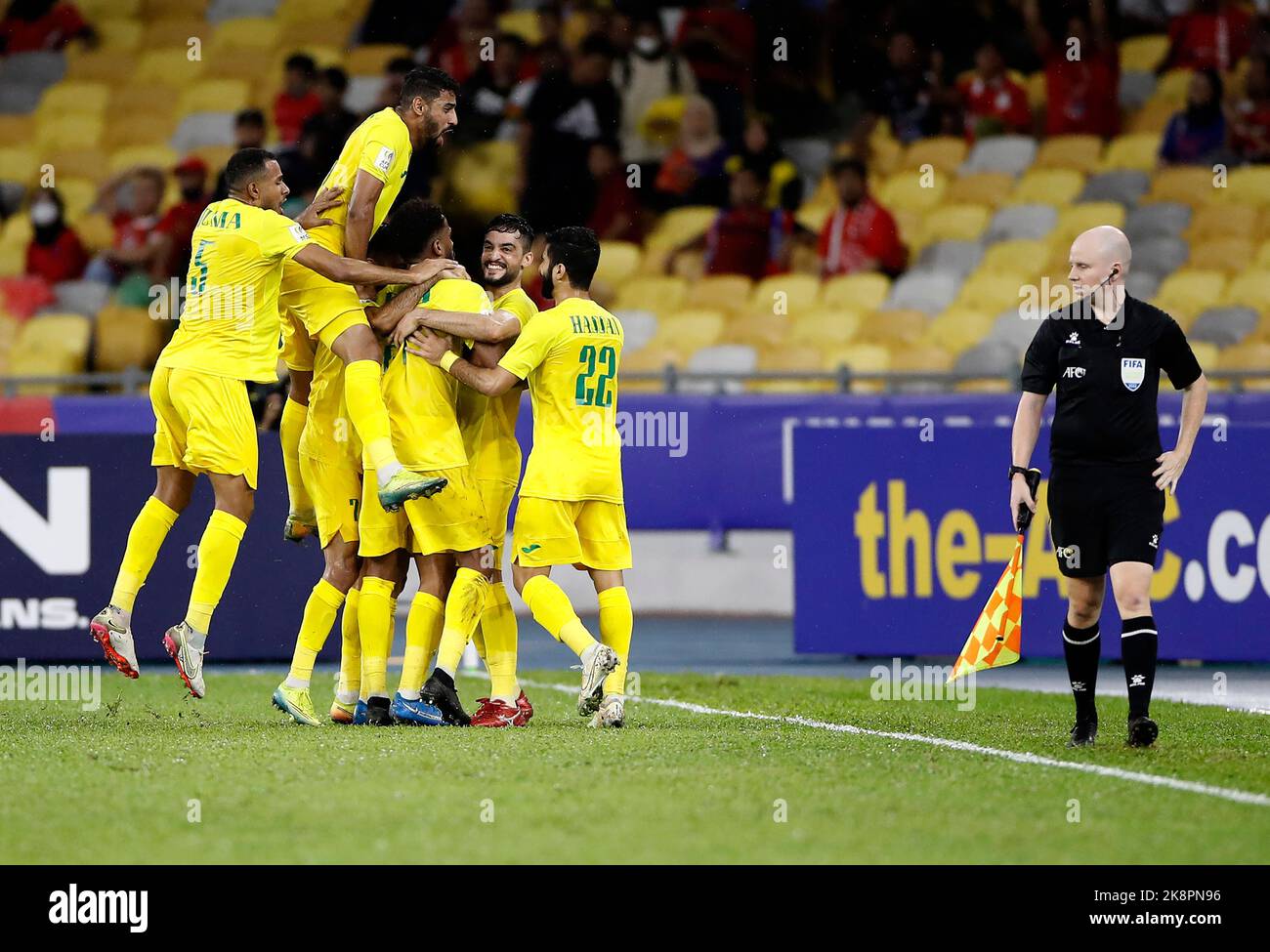 Al Seed Club players celebrate after scoring a goal during the AFC Cup ...
