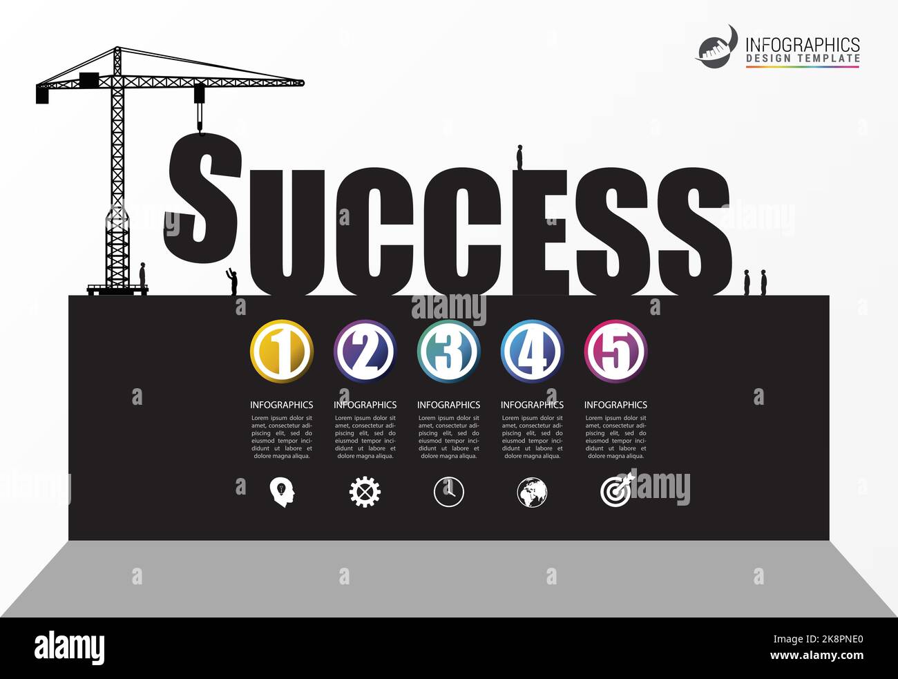Infographic design template. Building to success. Vector illustration ...