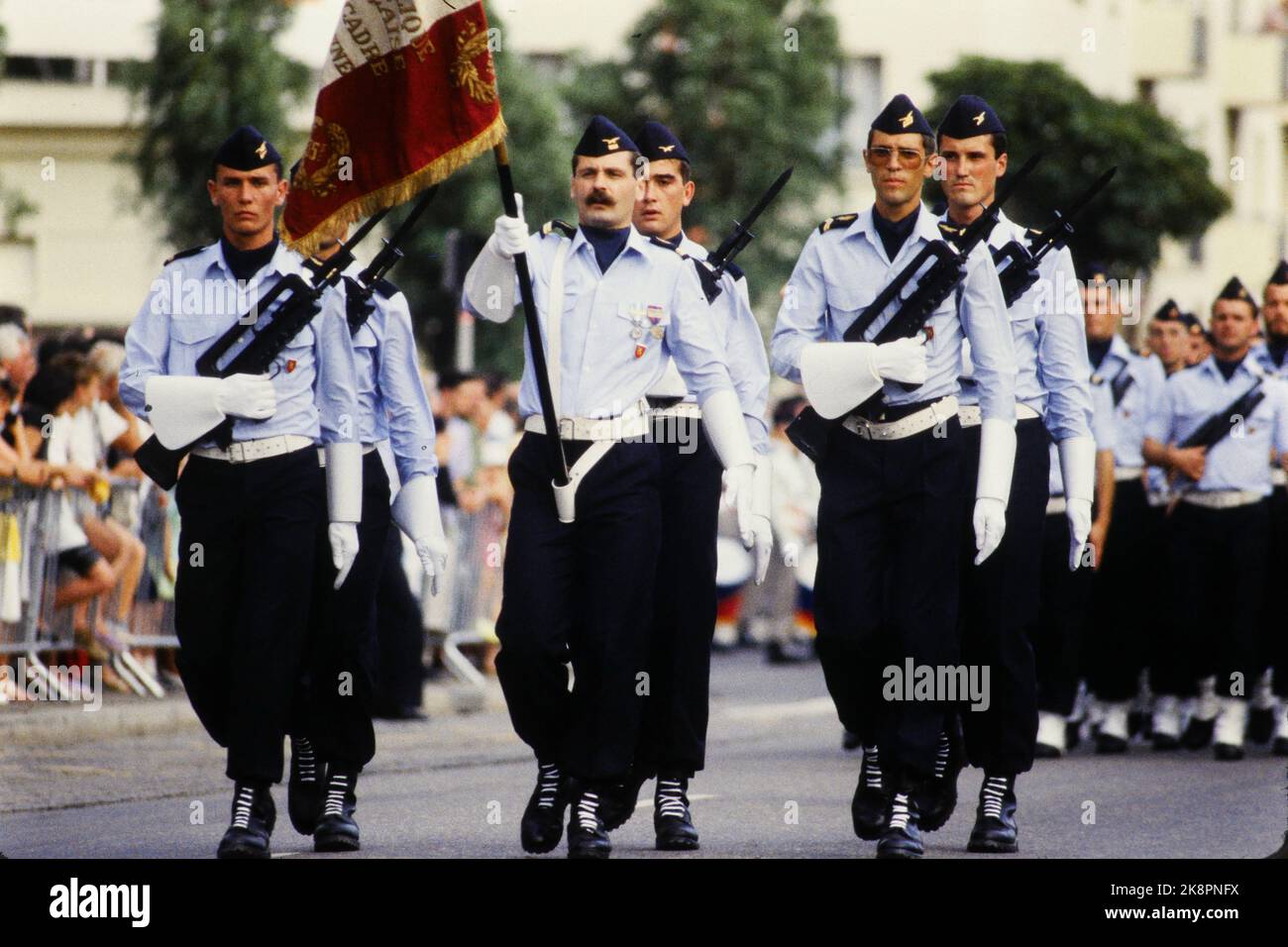 Military defile for French National Day, Lyon, France, 90ies Stock ...