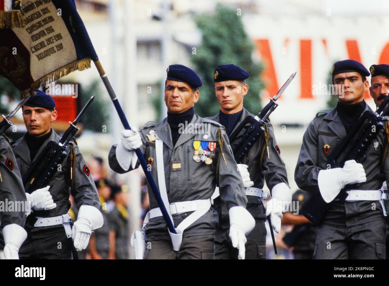 Military defile for French National Day, Lyon, France, 90ies Stock ...