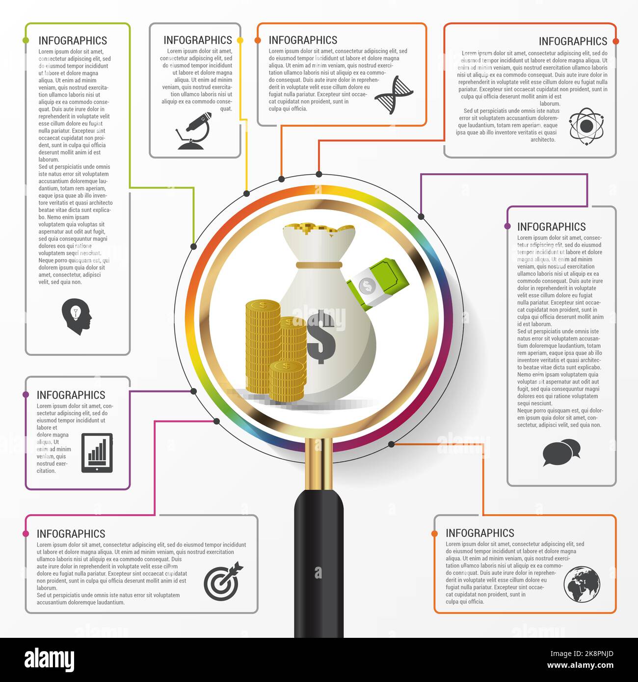 infographic template with money bag. Vector illustration Stock Vector ...