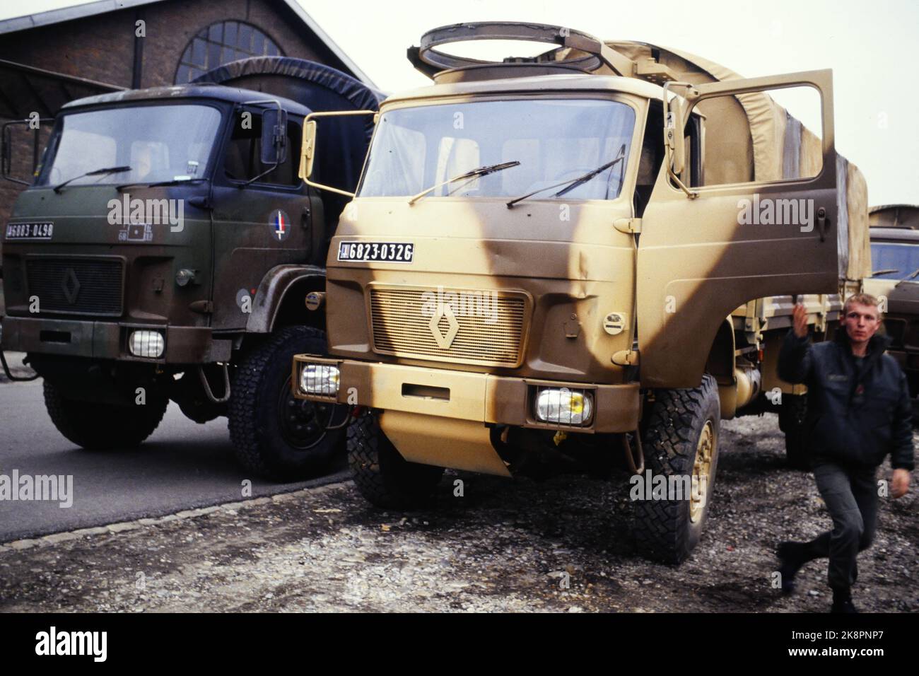 French military vehicles are painted in desert colors ahead of Daguet ...