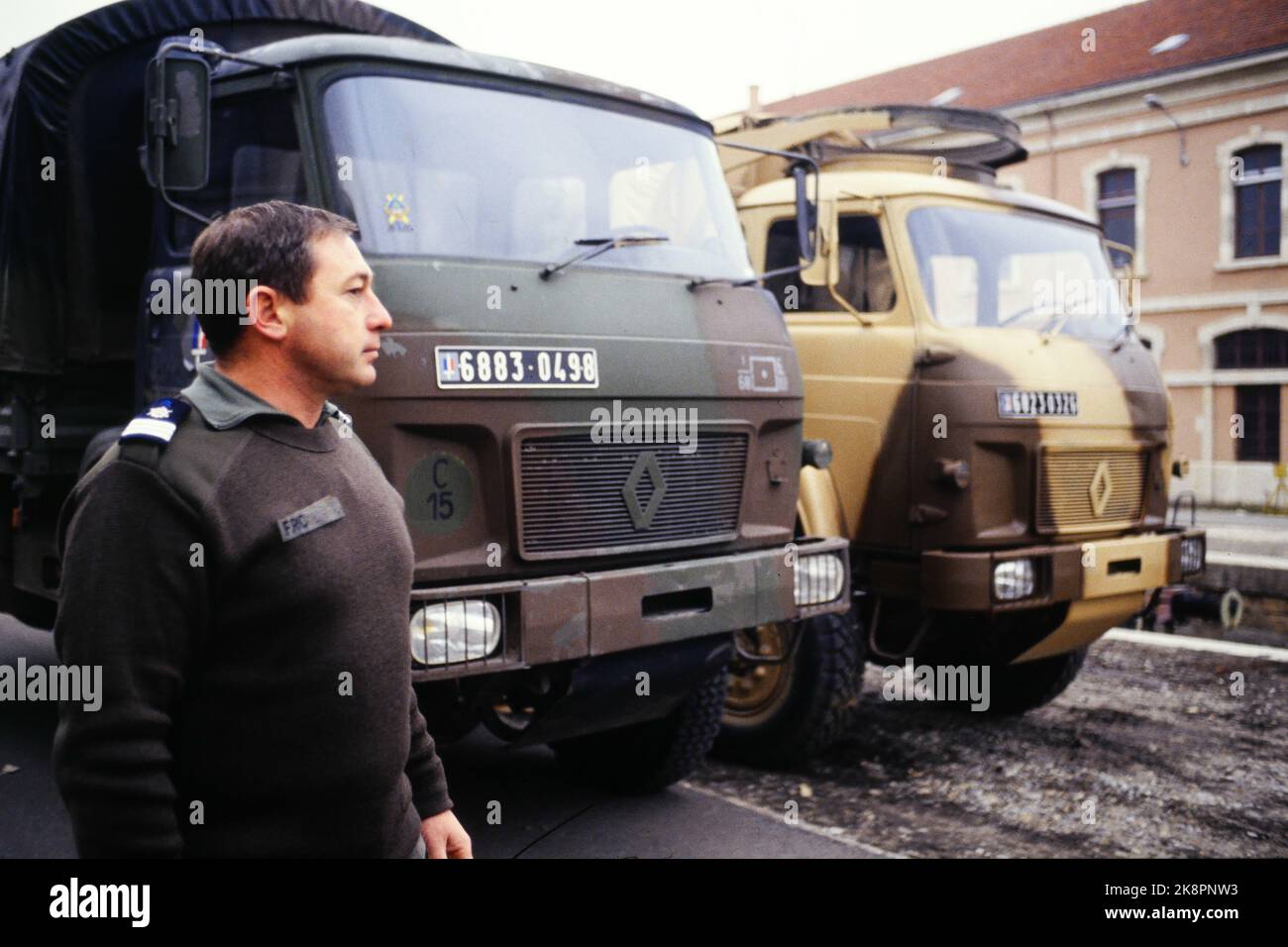 French military vehicles are painted in desert colors ahead of Daguet ...