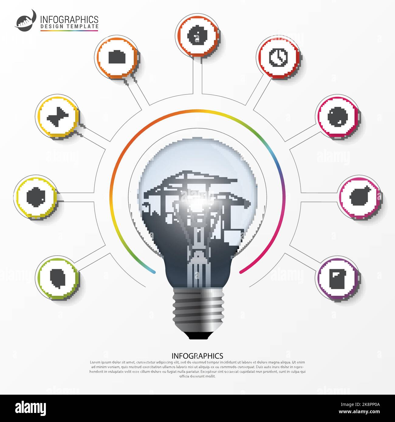 Light bulb infographic. Template for circle diagram. Vector ...