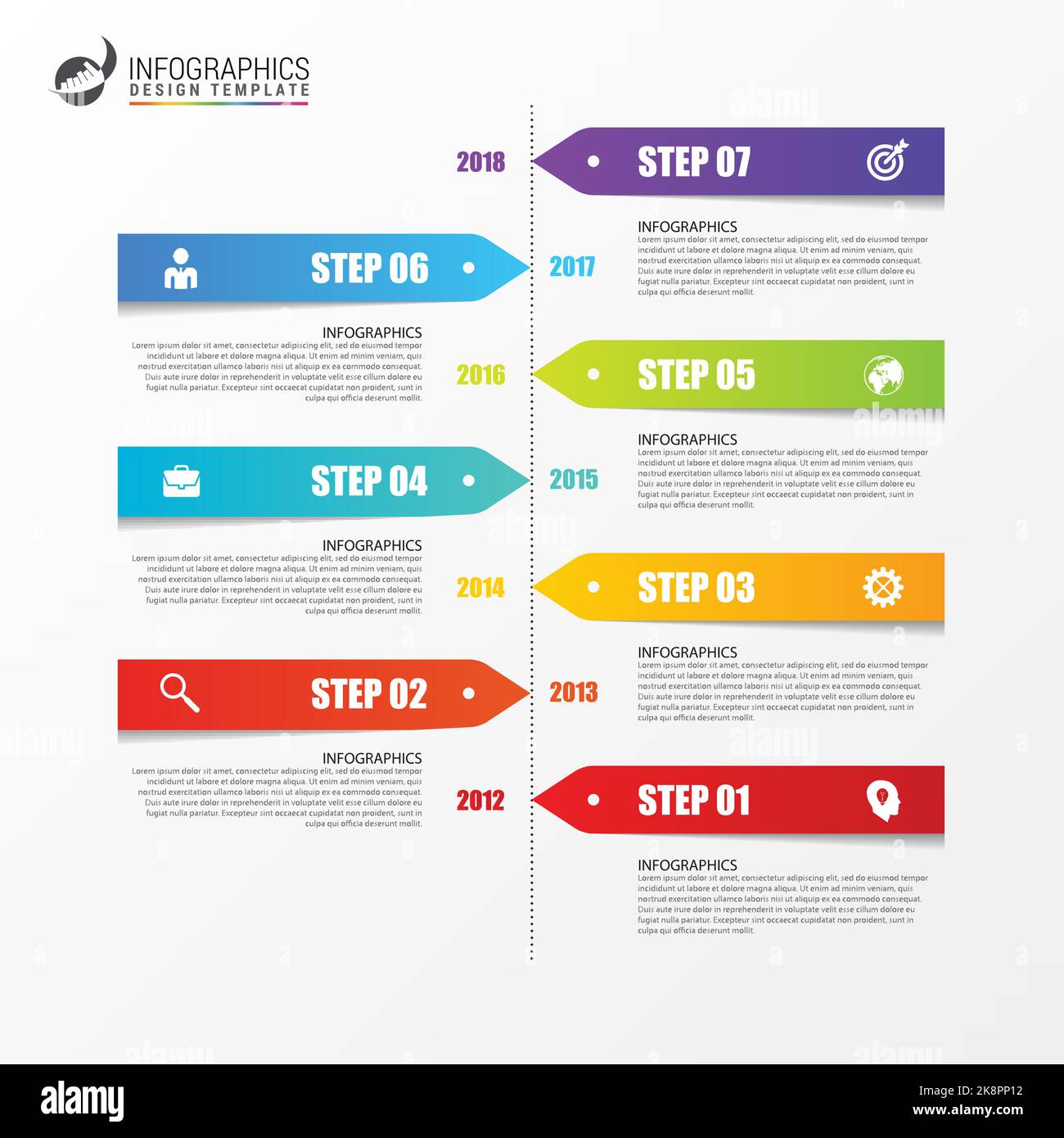 Infographic timeline design template with paper tags. Vector ...