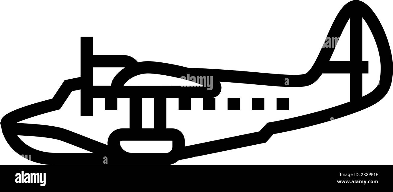 seaplane airplane aircraft line icon vector illustration Stock Vector ...
