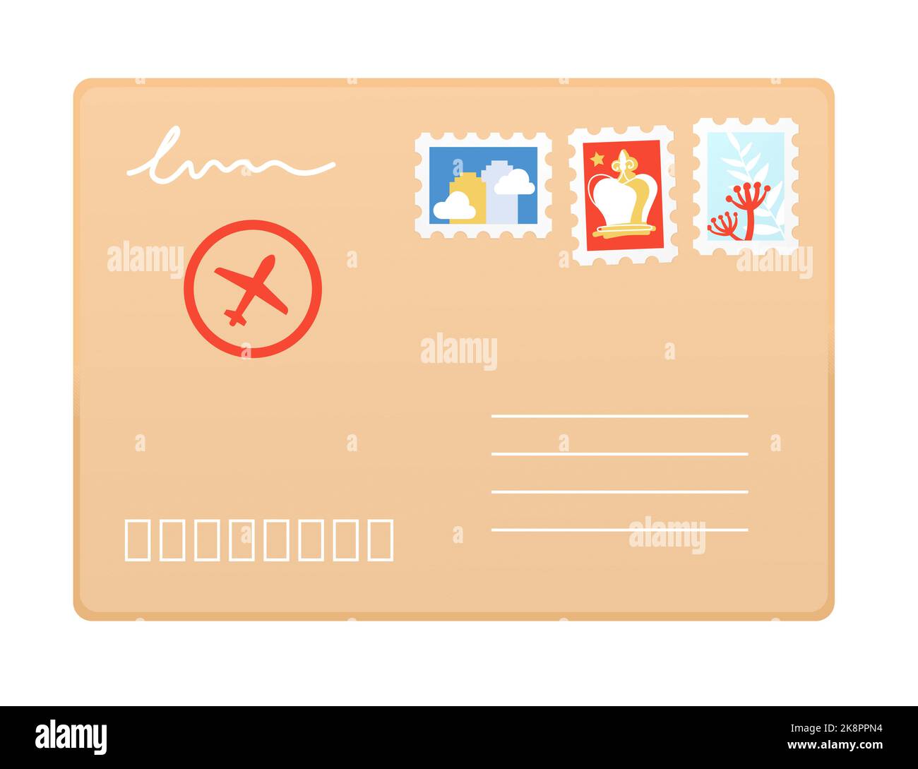Envelope with postage stamps - modern flat design style image Stock ...