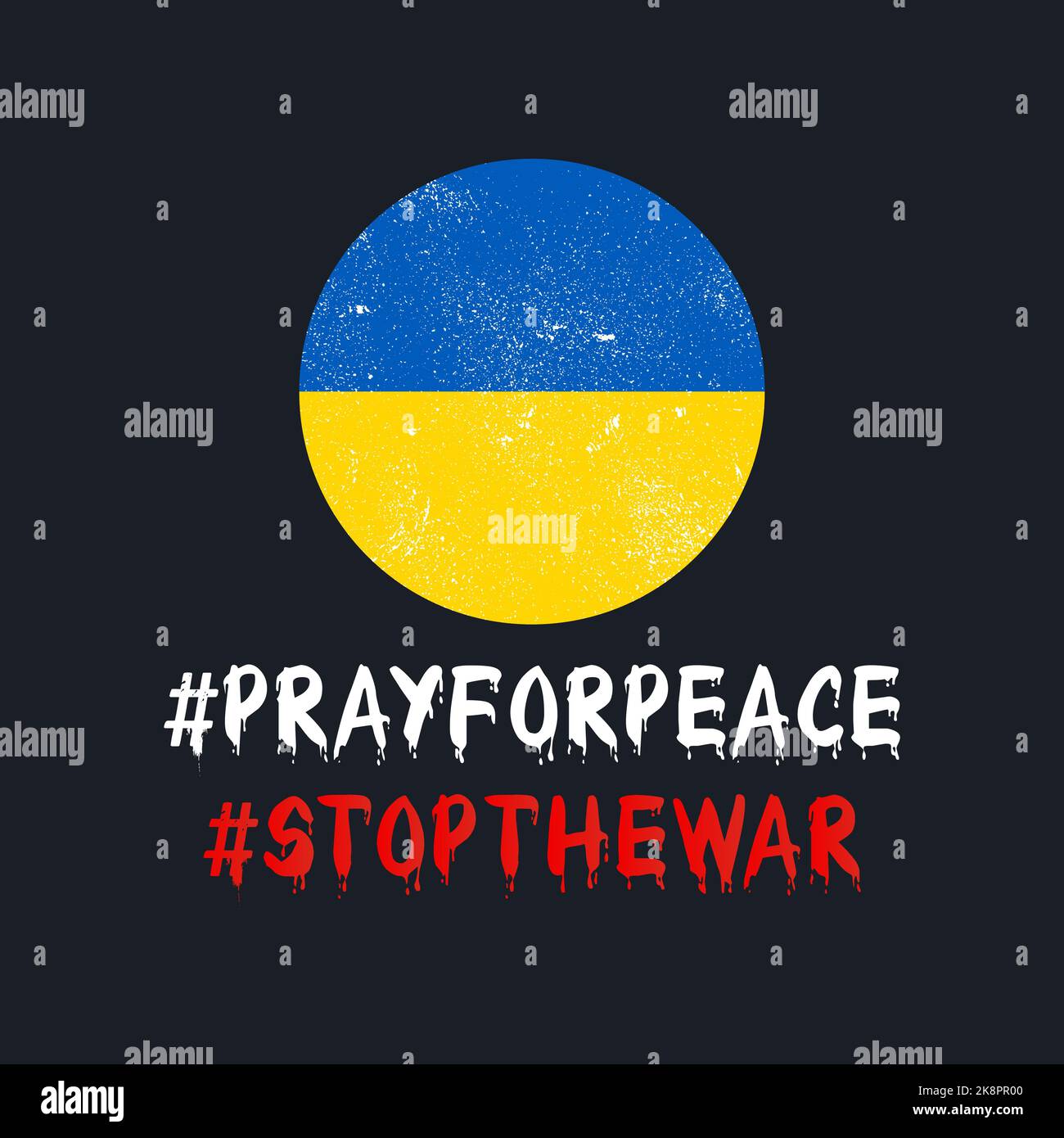 flag of UKRAINE with hashtag pray for peace and stop the war. Editable ...
