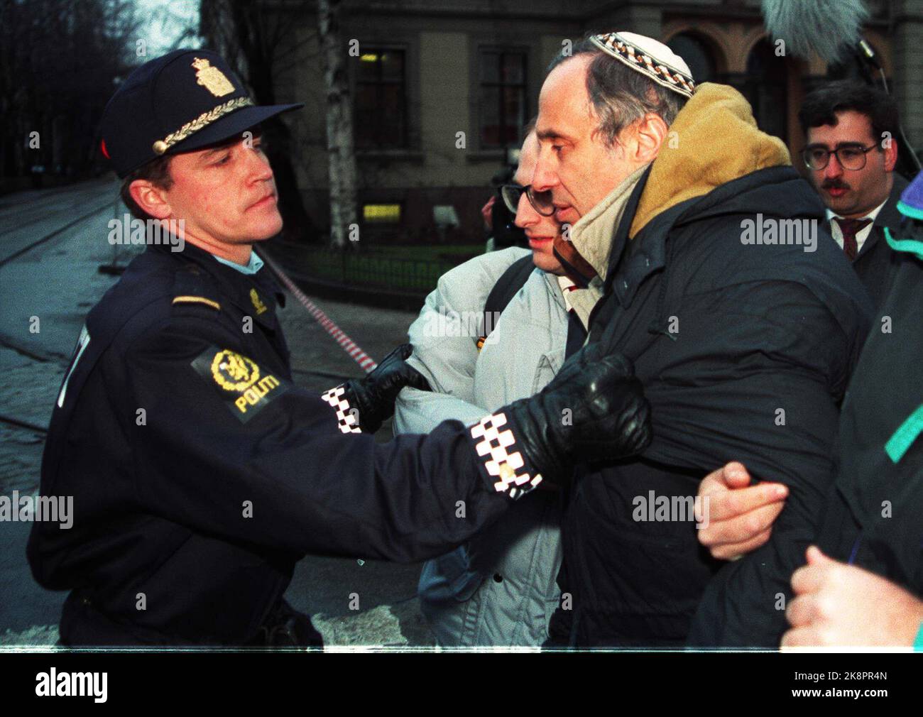 Oslo. Nobel Peace Prize 1994. Rabbi Avi Weiss is arrested outside the ...