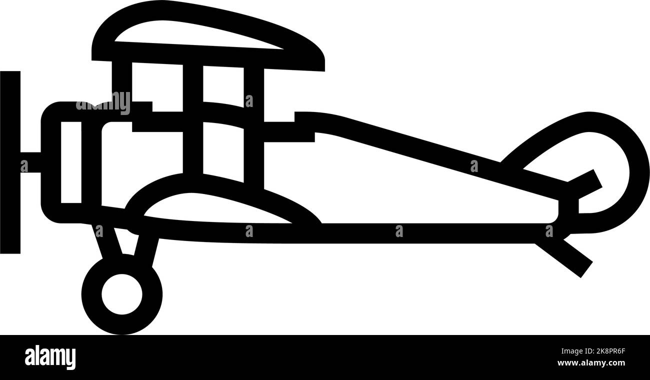 biplane airplane aircraft line icon vector illustration Stock Vector ...
