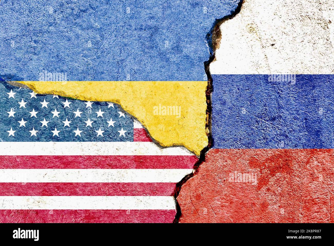 An illustration of the national flags of USA, Ukraine and Russia Stock ...