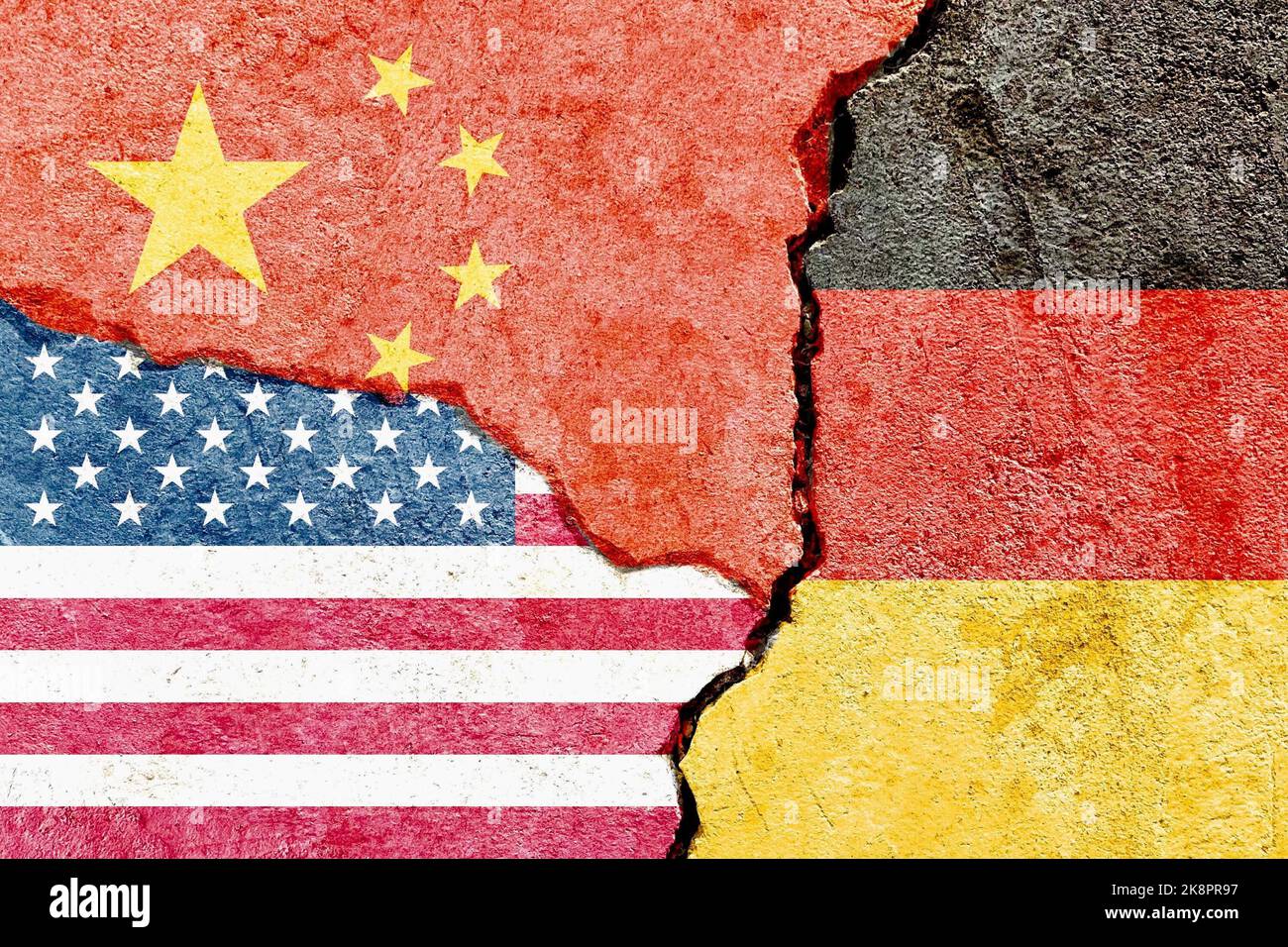 An illustration of the national flags of USA, Germany and China Stock ...
