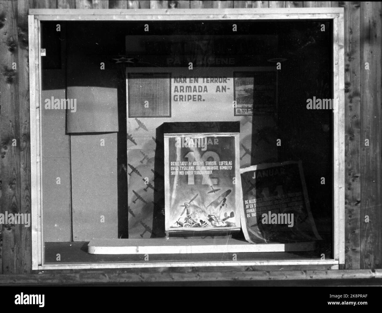 WW2 Oslo 19440224 German Statsban's information office. Window in ...