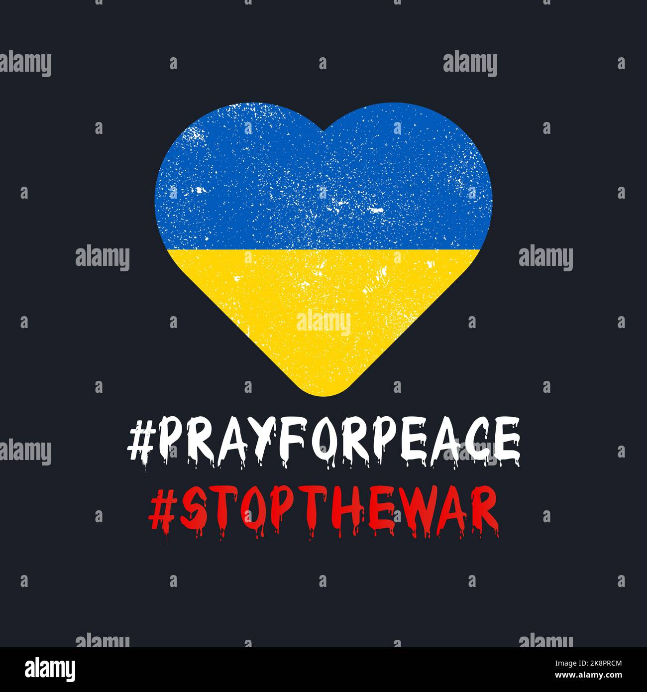 flag of UKRAINE with hashtag pray for peace and stop the war. Editable ...