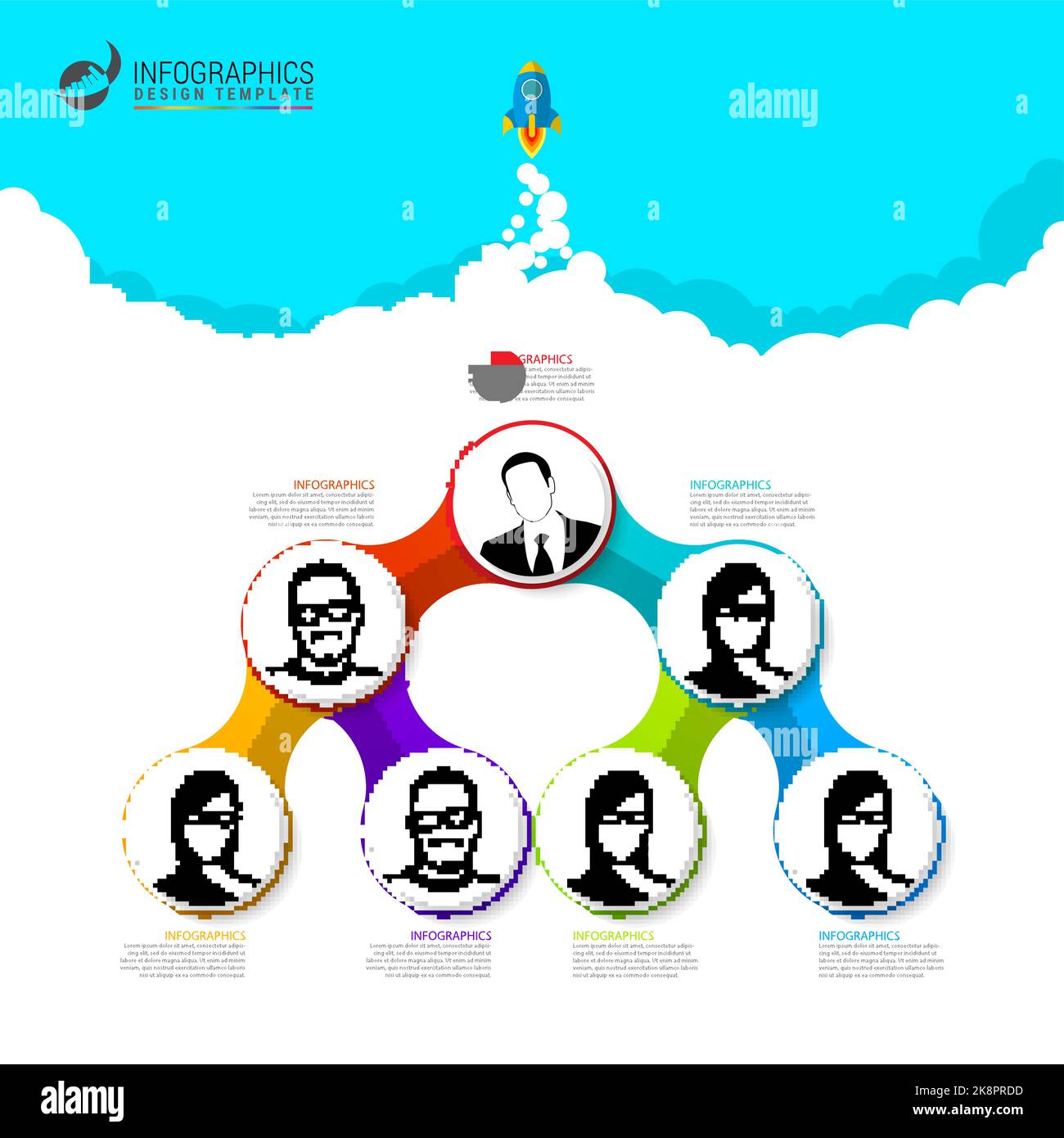 Modern organization chart template. Teamwork concept. Vector ...