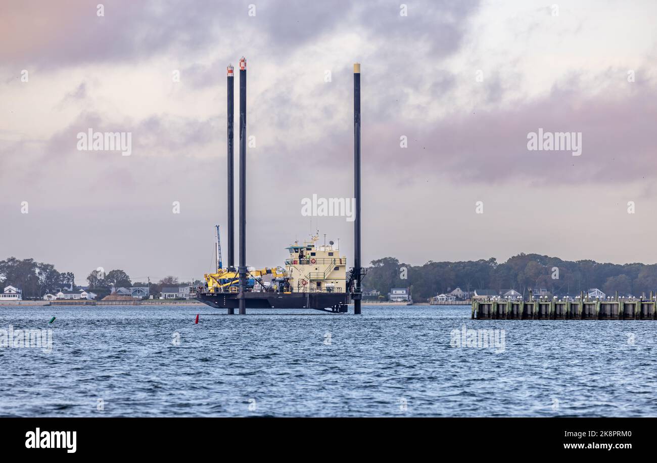 Veriozon's boat, Aries Marine, Ram VII off the coast of Greenport, NY ...