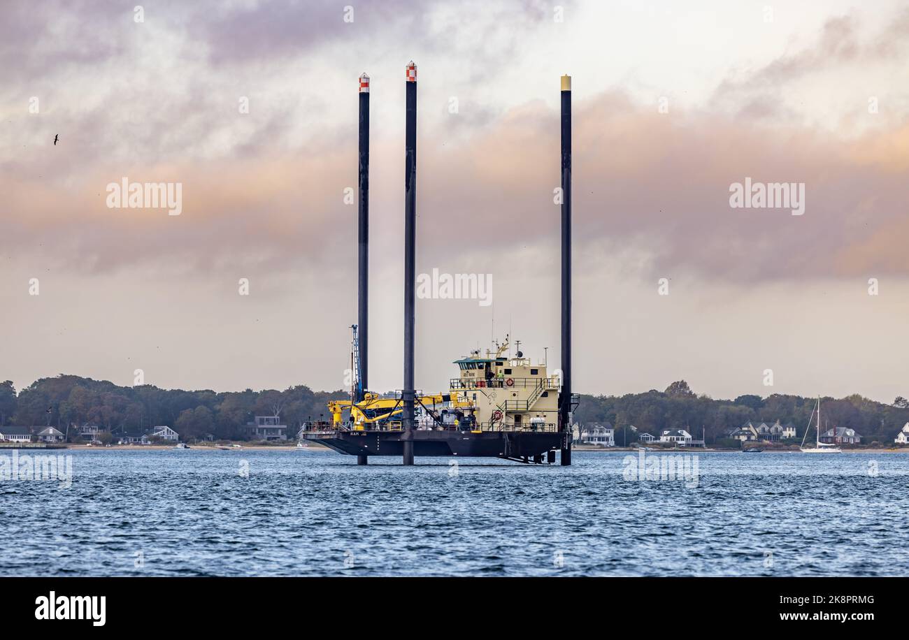 Veriozon's boat, Aries Marine, Ram VII off the coast of Greenport, NY ...