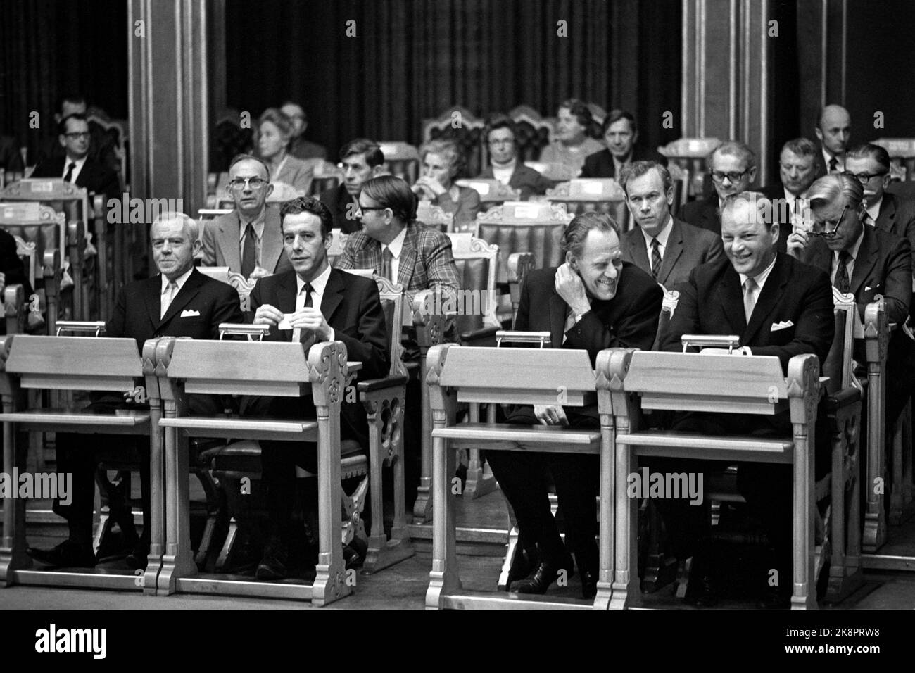 Oslo 197210. The Storting. Representatives in the Storting Hall before ...