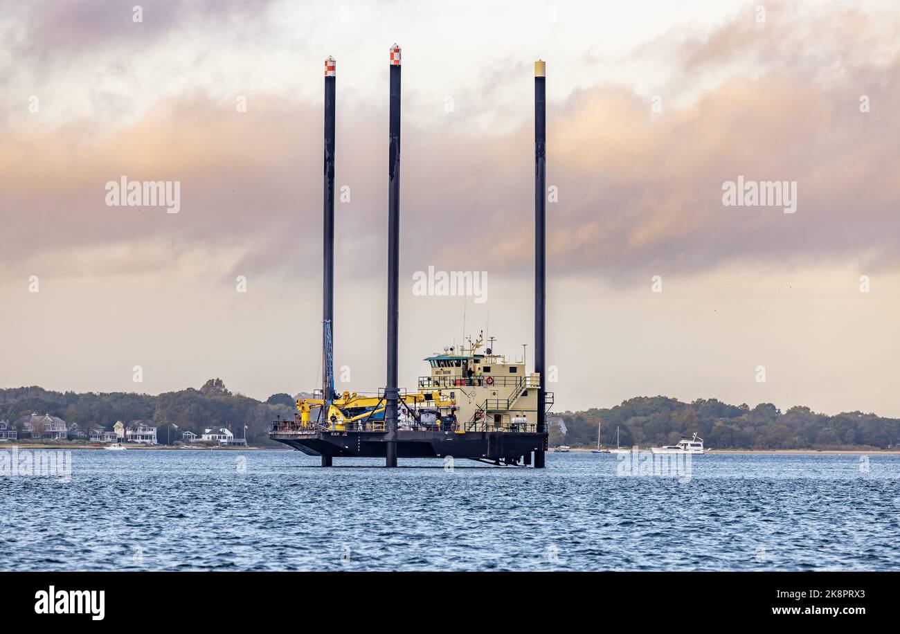 Veriozon's boat, Aries Marine, Ram VII off the coast of Greenport, NY ...