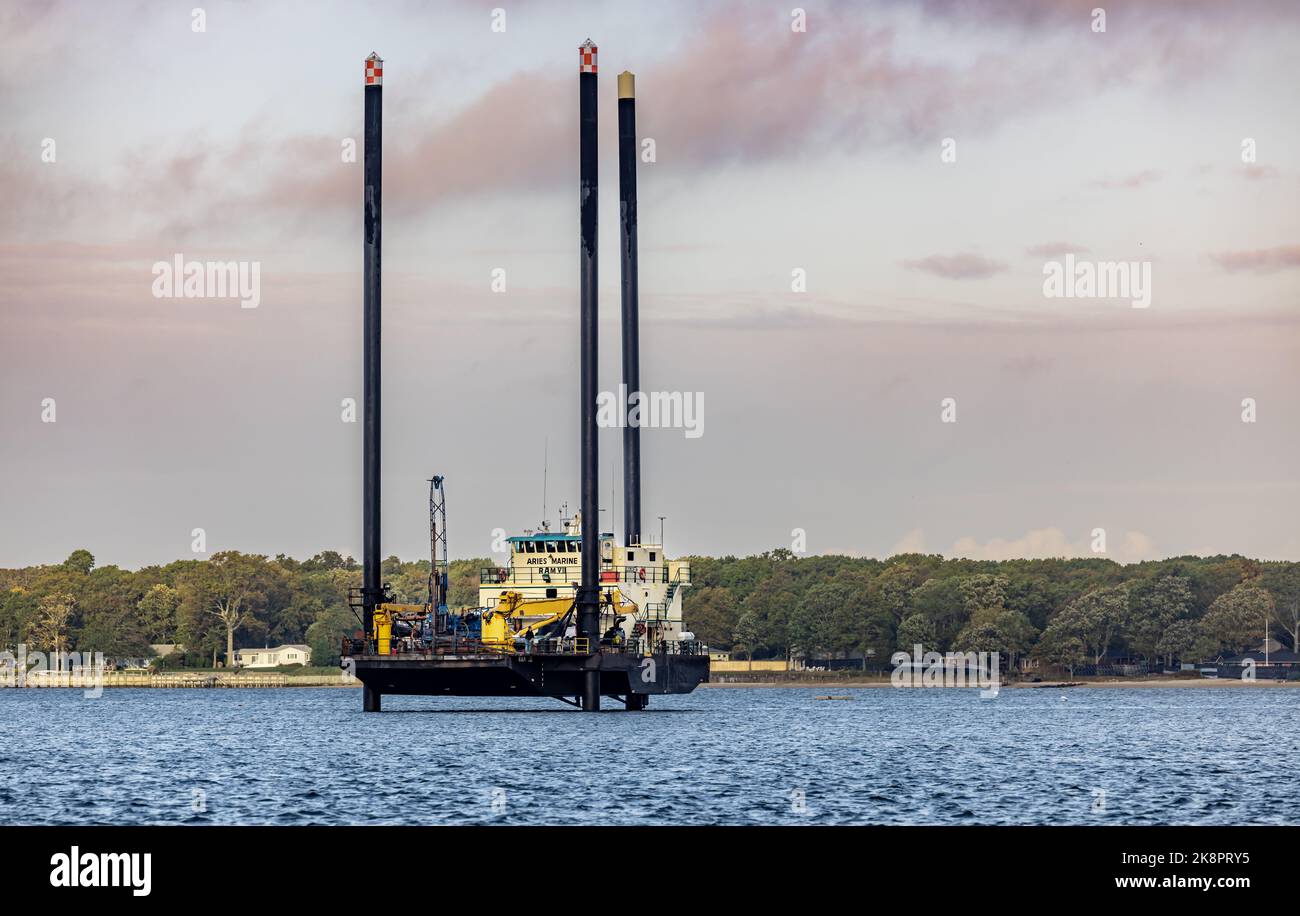 Veriozon's boat, Aries Marine, Ram VII off the coast of Greenport, NY ...