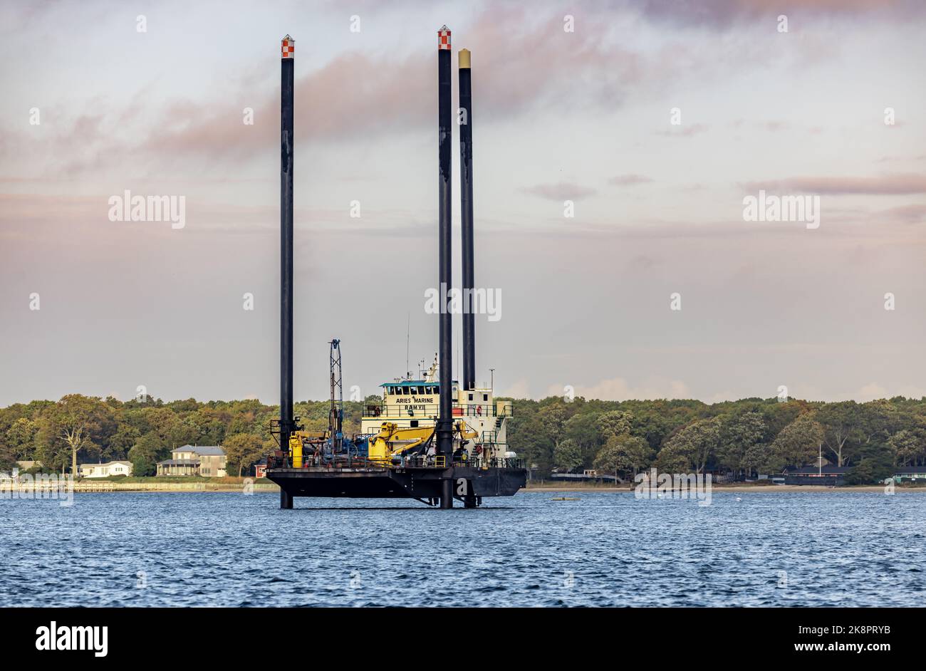 Veriozon's boat, Aries Marine, Ram VII off the coast of Greenport, NY ...