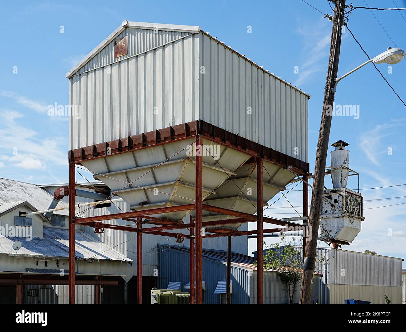 Taylor, Texas USA - Large steel overhead loading bin at cotton gin ...