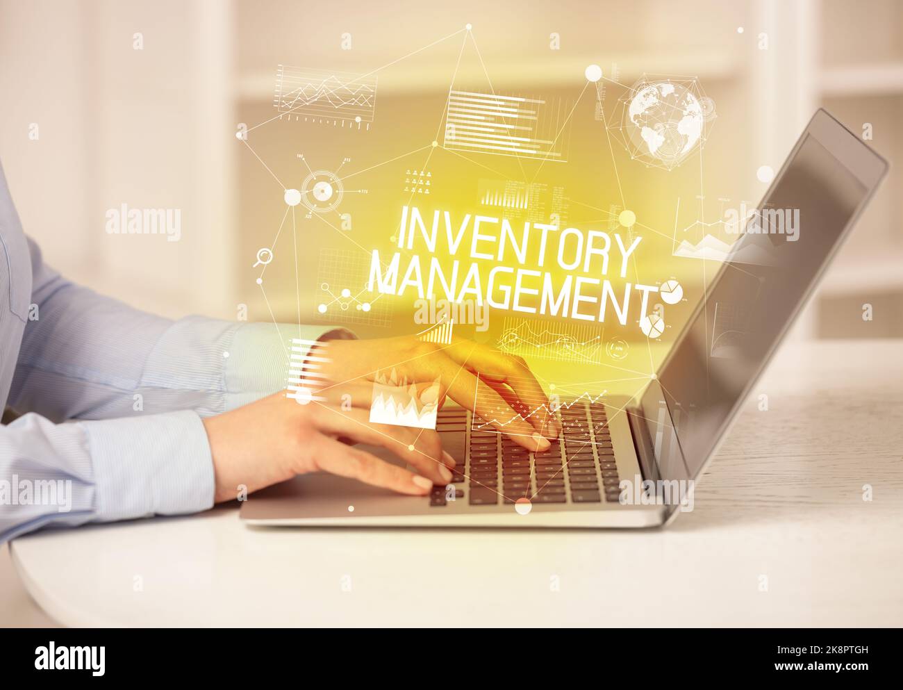 Side view of a business person working on laptop Stock Photo - Alamy