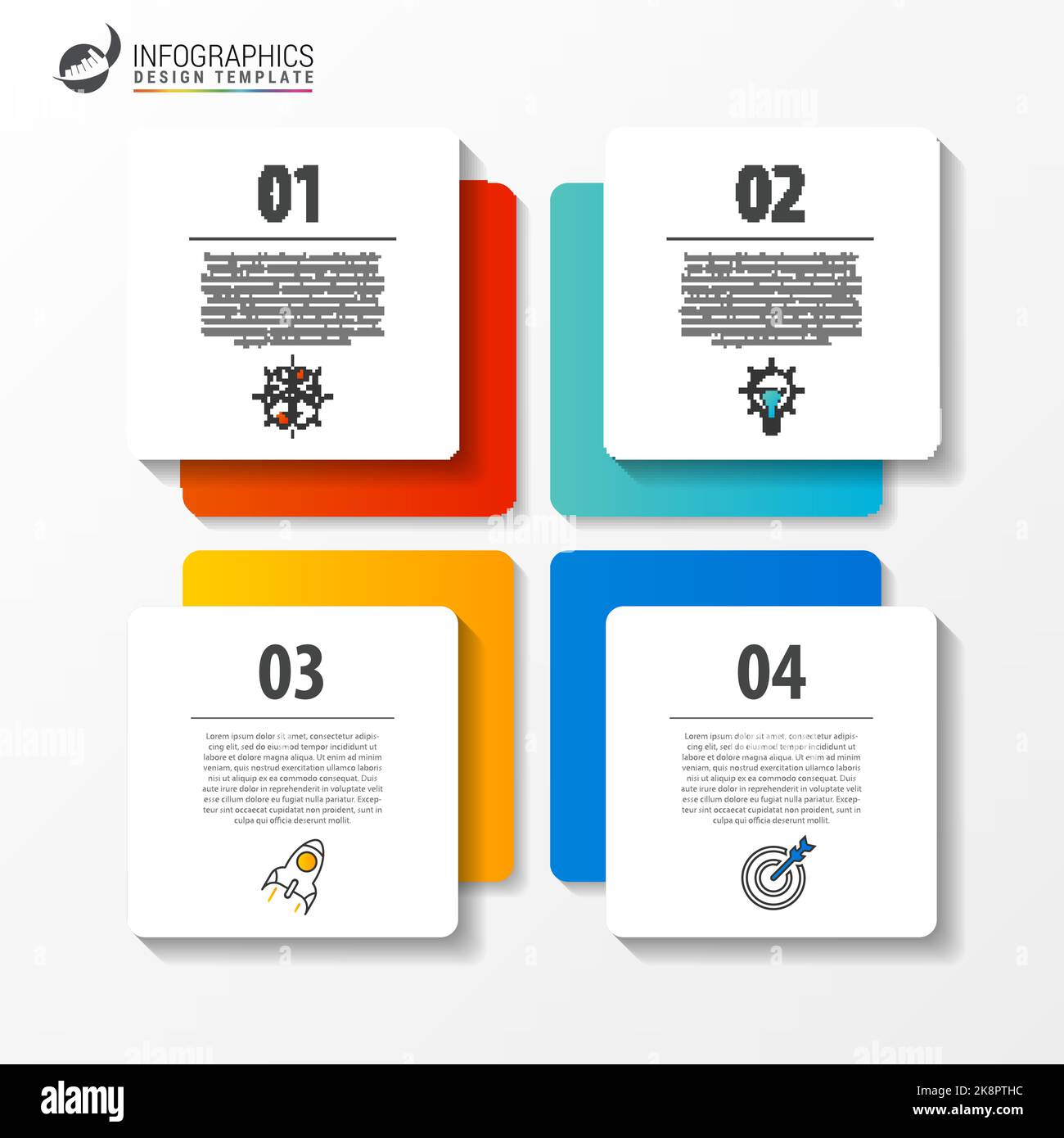 Business infographic template with 4 steps. Square. Vector illustration ...