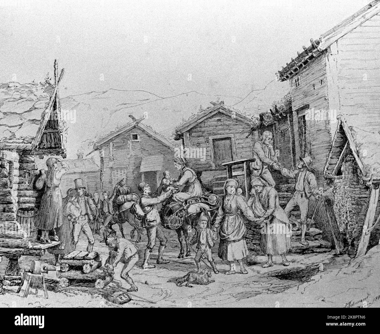 1848. Adolph Tiedemand's drawing emigrants, taken from the National ...