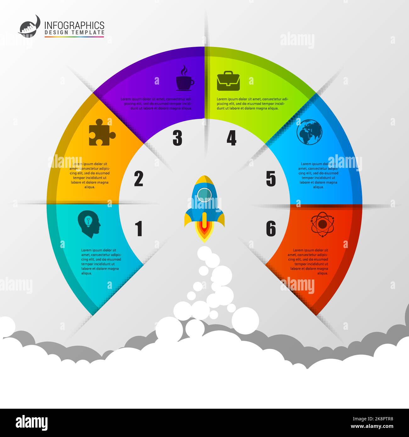 infographic design template. Business concept with rocket. Vector ...
