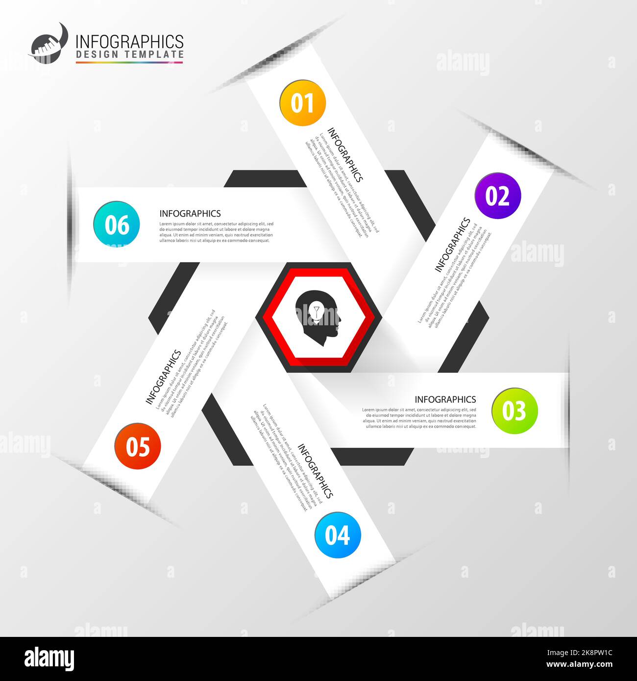 Hexagonal infographic template for diagram. Six steps. Vector ...
