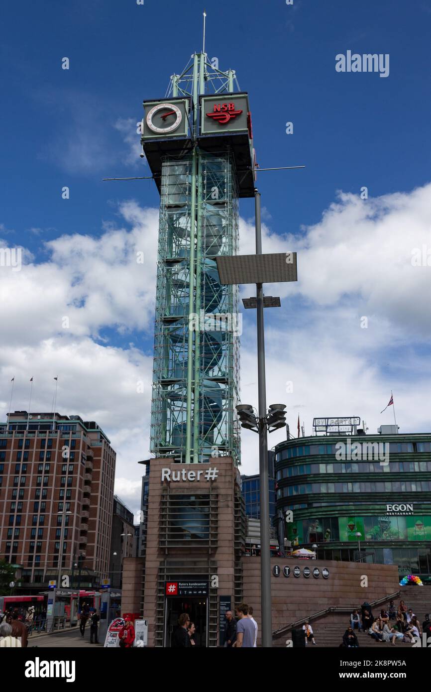 The NSB Surveillance Tower at Oslo Central Railway Station Stock Photo ...