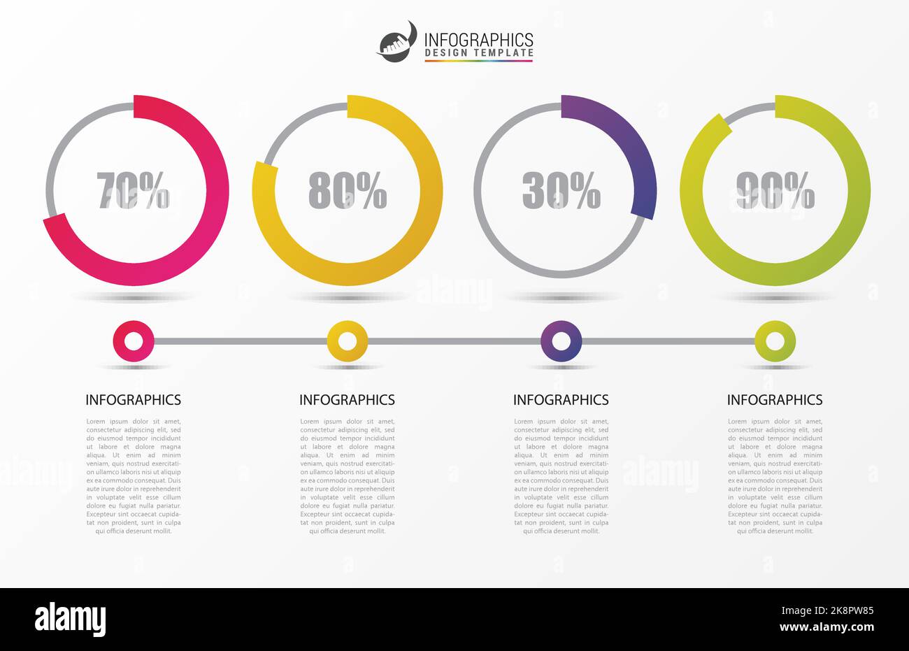 Inforgraphic design template. Timeline concept with percent. an be used ...