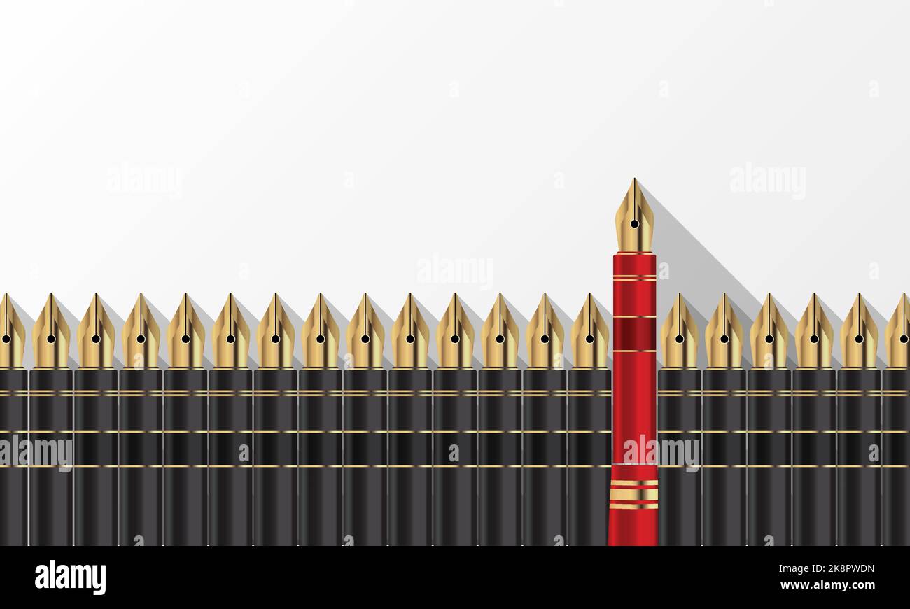 Gray pens and one red pen. Think different concept. Vector illustration ...