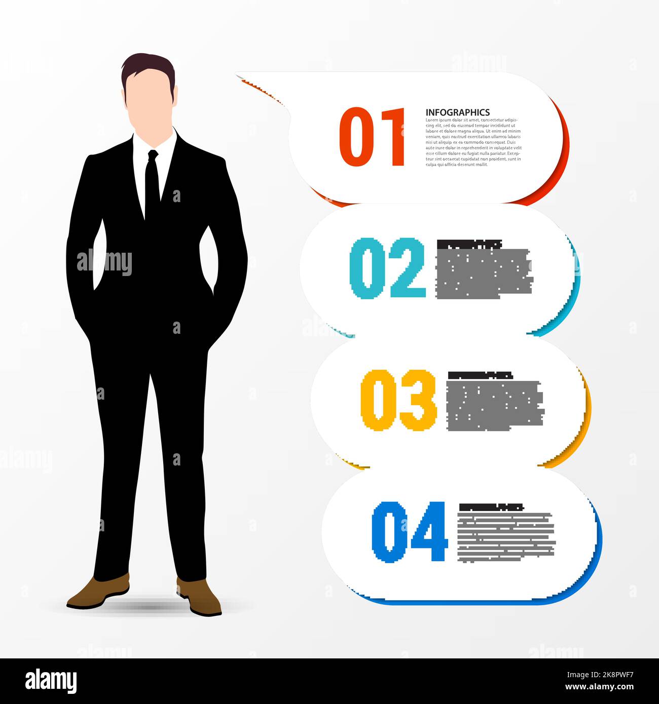 Infographic design template. Businessman with 4 steps. Vector ...