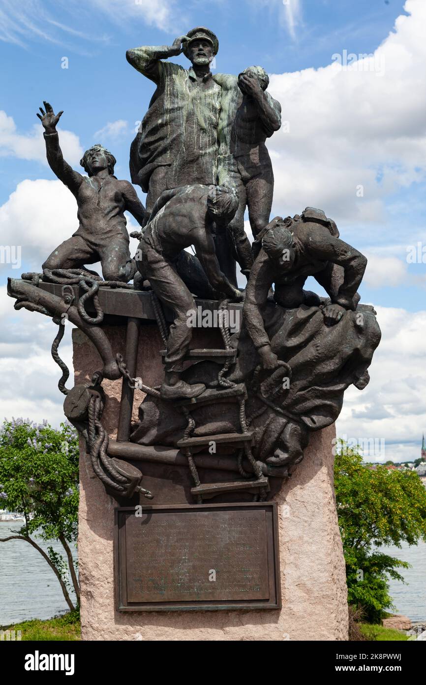 A vertical shot of World War II Norwegian maritime service memorial on ...