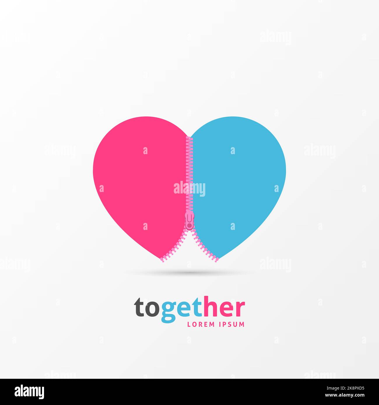 Love bond. Heart symbol with zipper. Vector illustration Stock Vector ...
