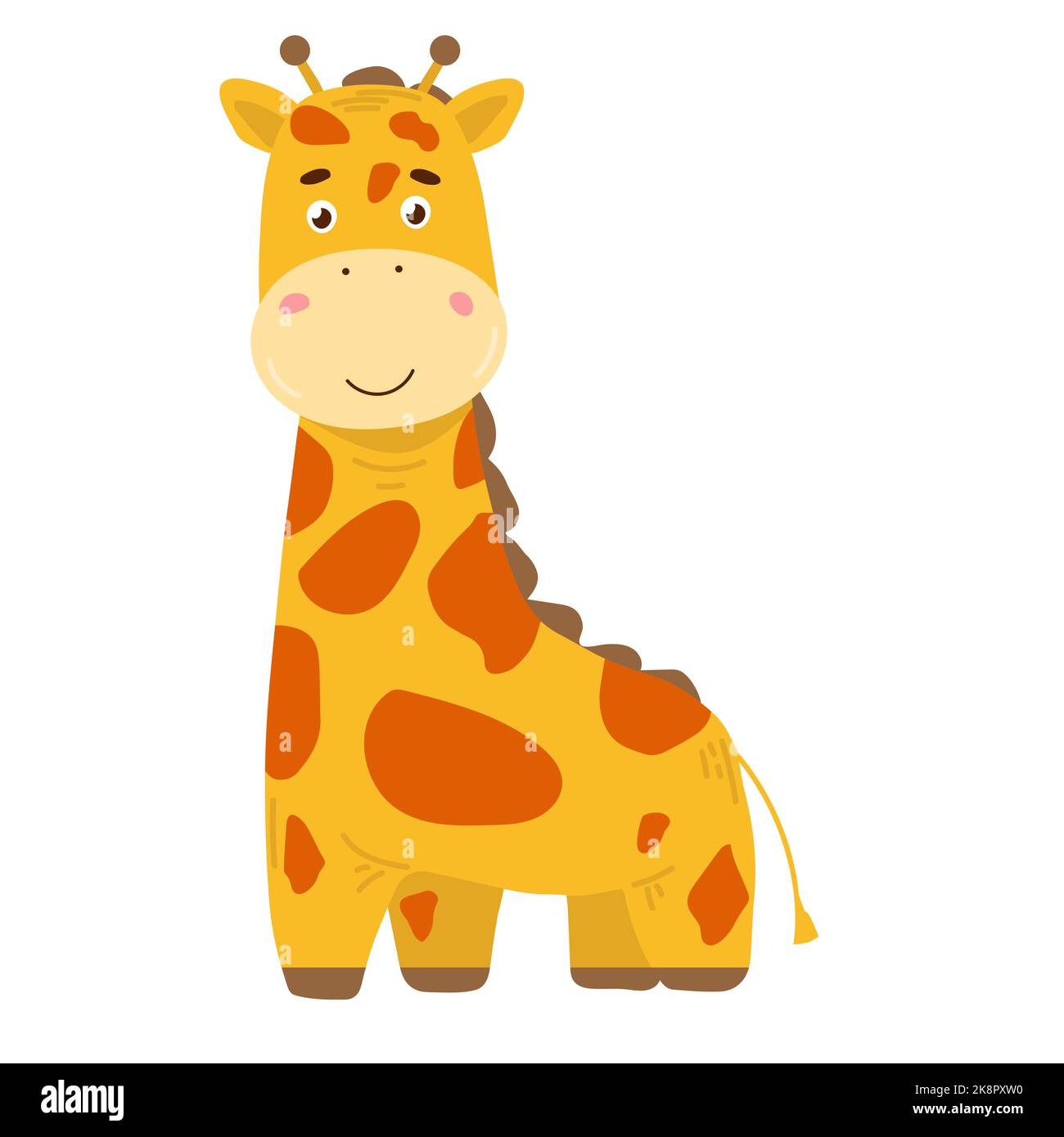 Giraffe in a cartoon style, is insulated on white background. easy to ...