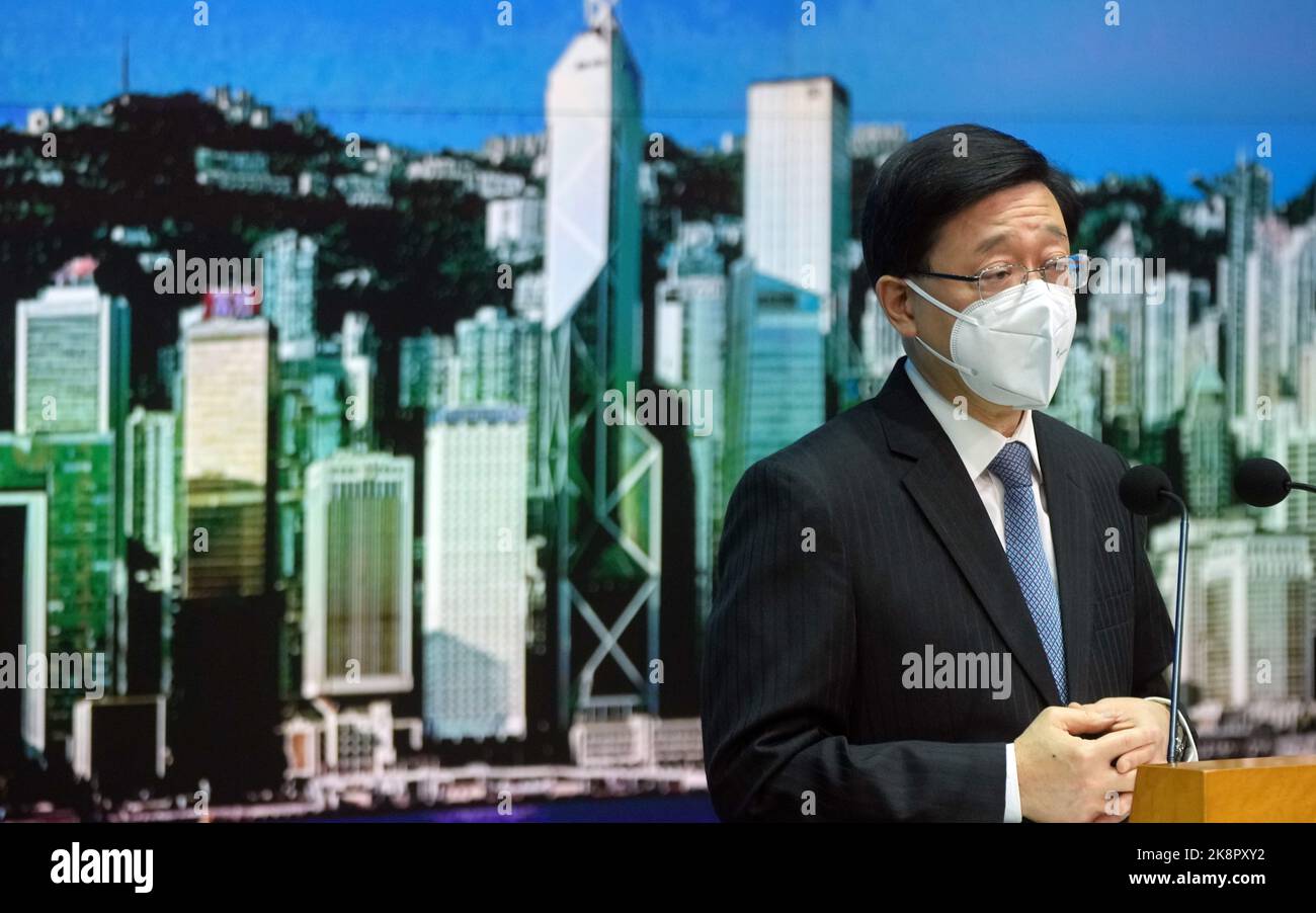 Chief Executive John Lee Ka-chiu meets the media before Exco meeting at ...