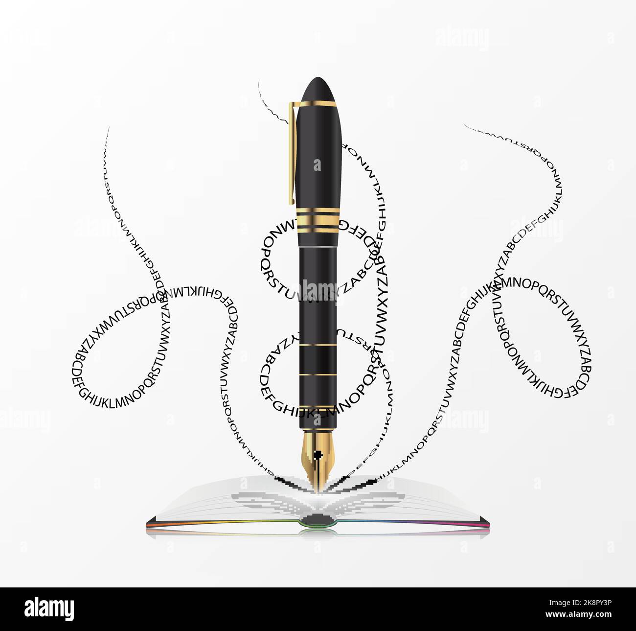 Open book with pen. Creative design. Vector illustration Stock Vector ...