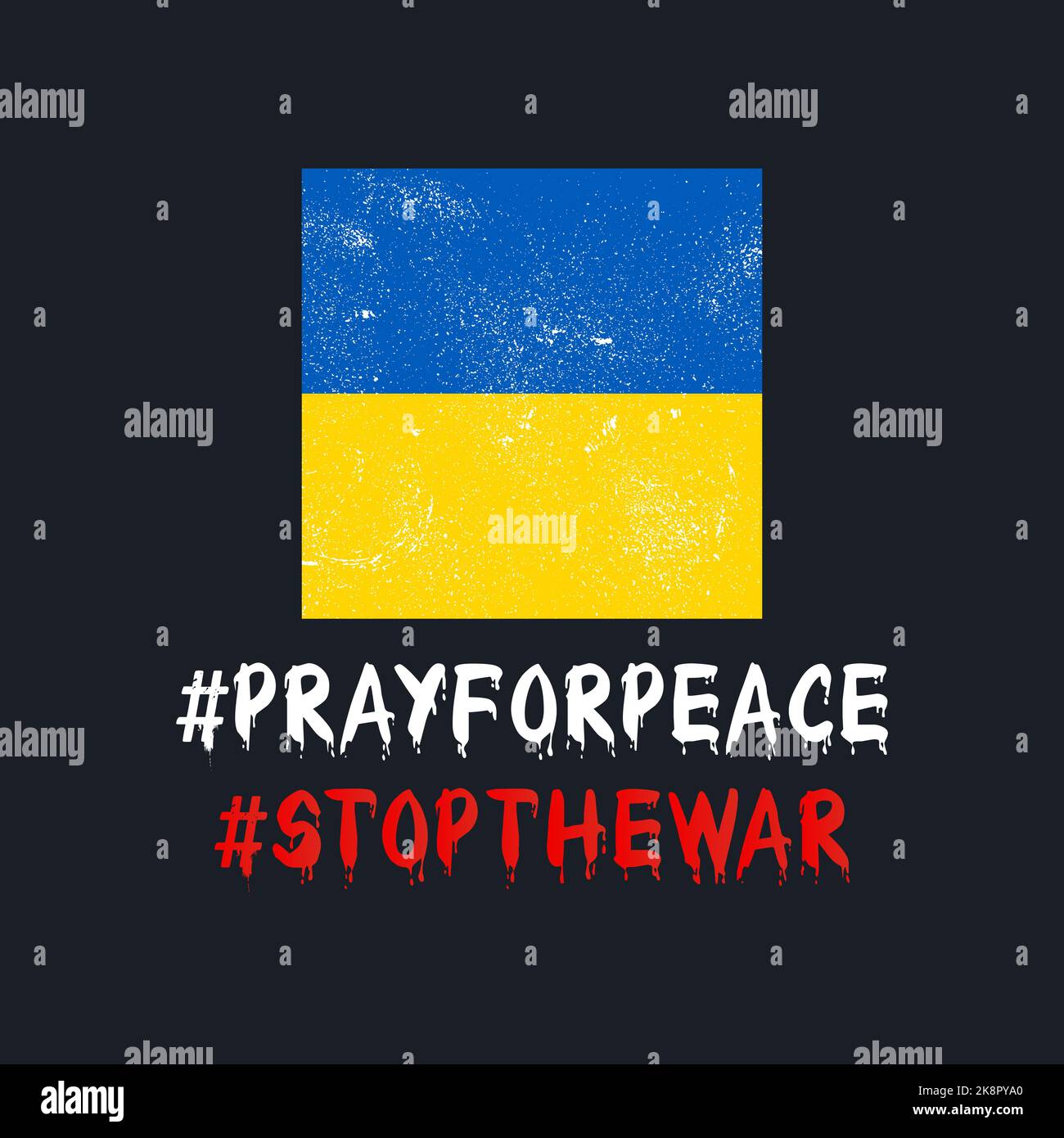 flag of UKRAINE with hashtag pray for peace and stop the war. Editable ...