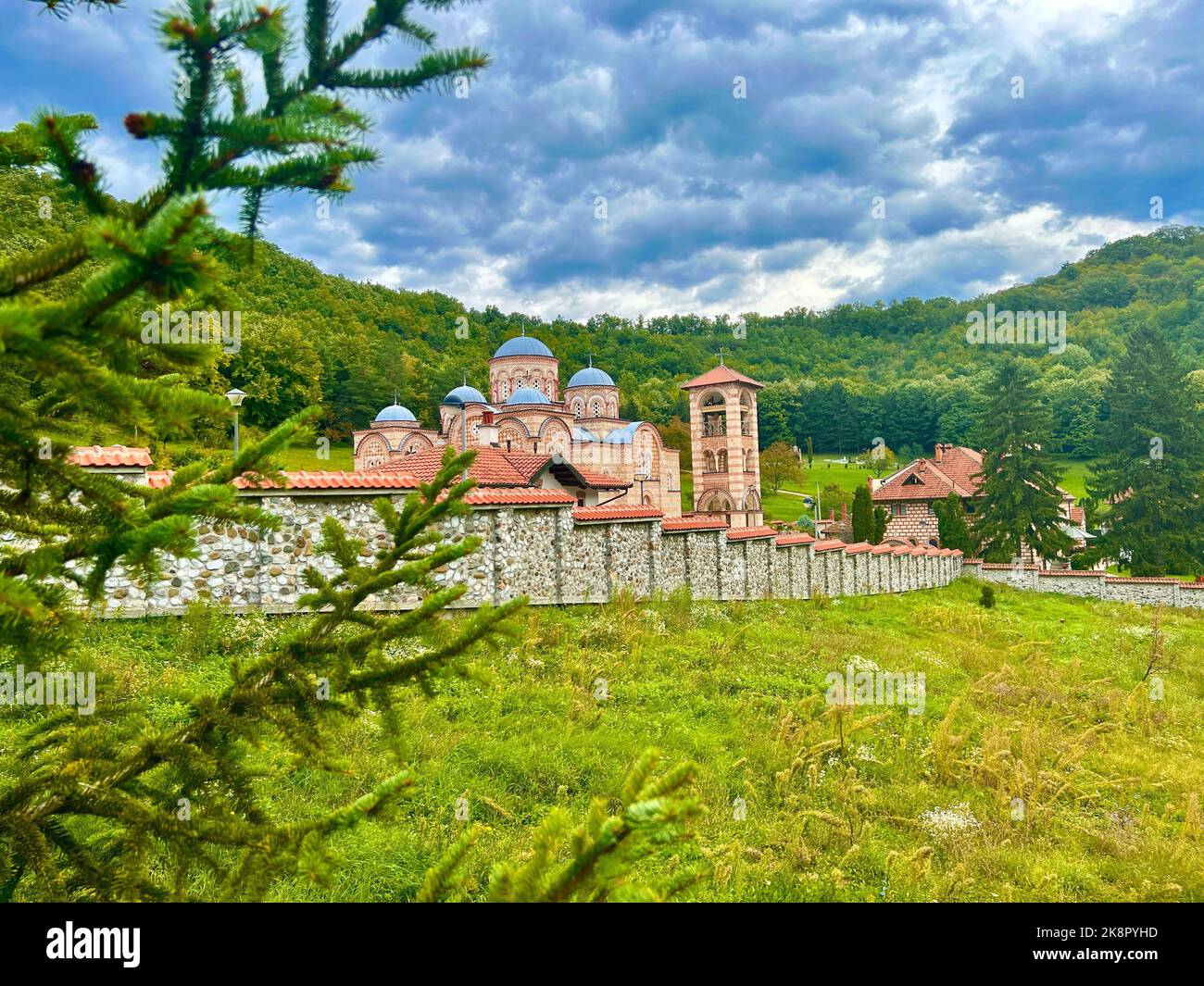 The beautiful old medieval Celije Monastery in the green forest Stock ...