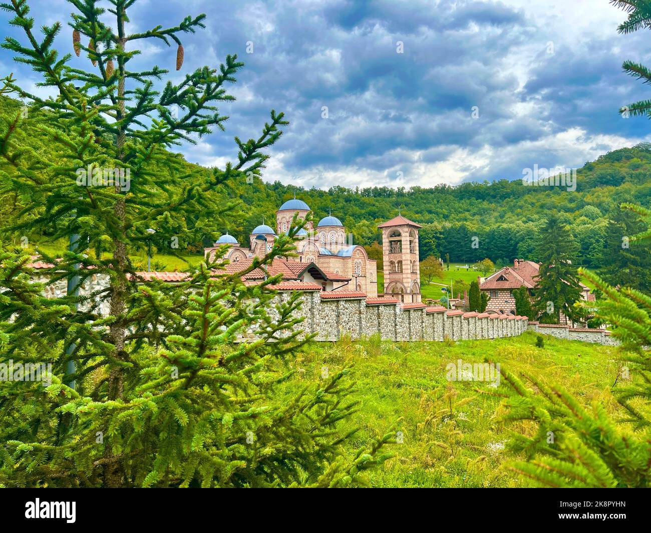 The beautiful old medieval Celije Monastery in the green forest Stock ...