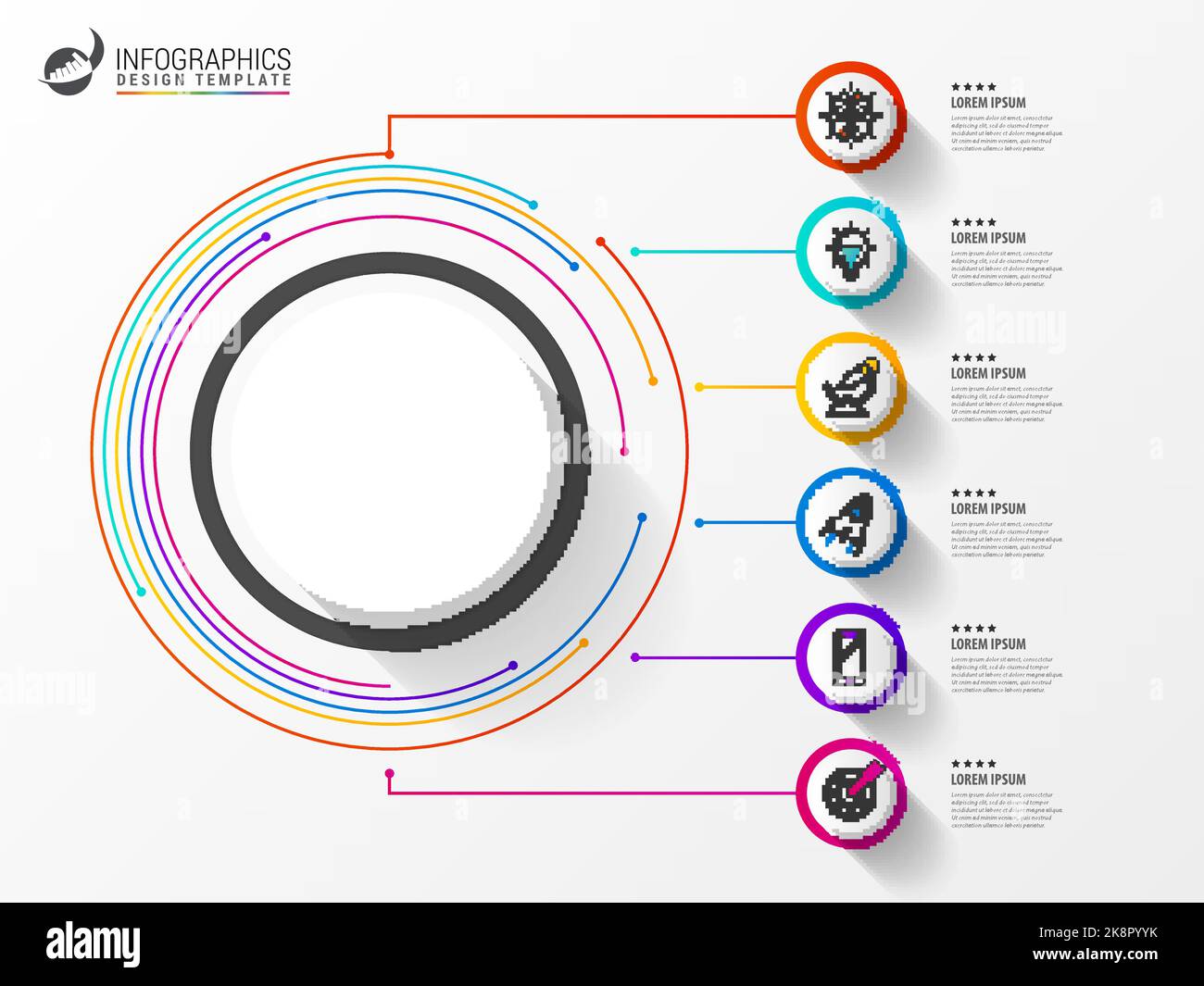 Infographic design template with 6 steps. Business concept. Vector illustration Stock Vector ...