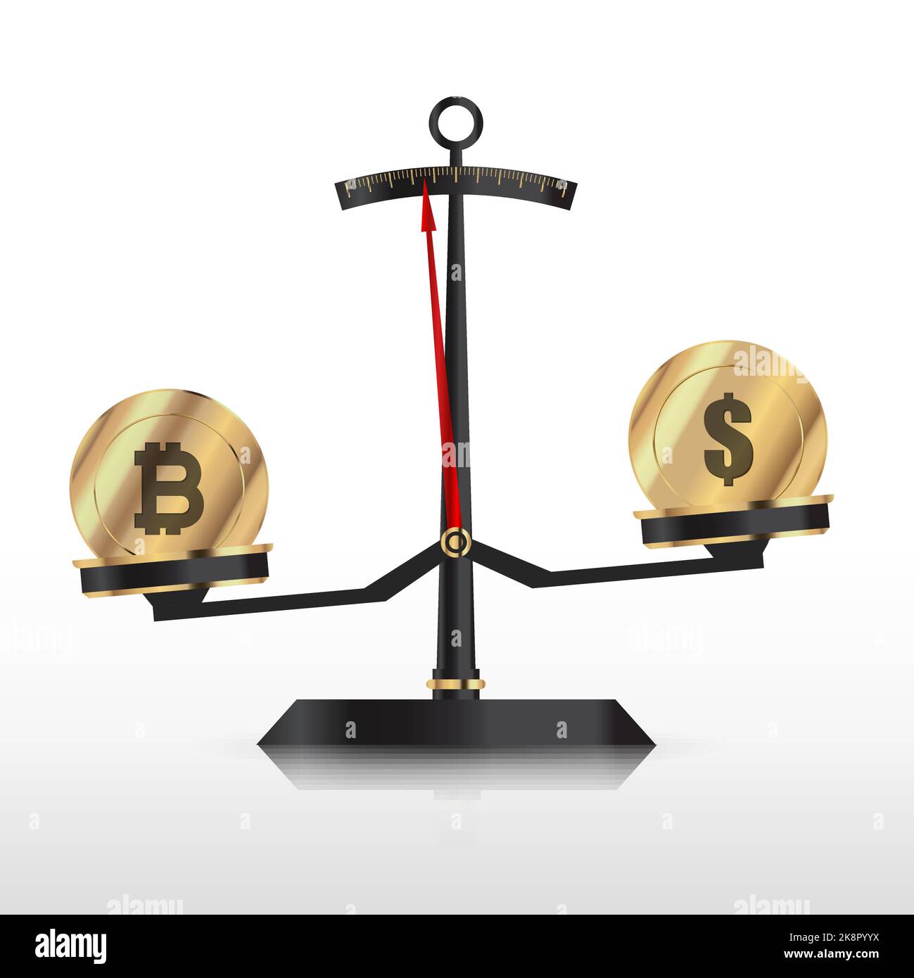 Balance with bitcoin and dollar. Luxury Weight. Vector illustration ...